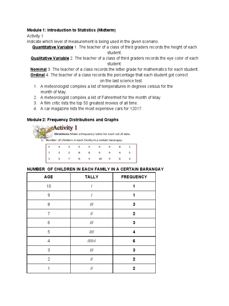 Statistics Measurement and Graph Analysis | PDF | Level Of Measurement ...