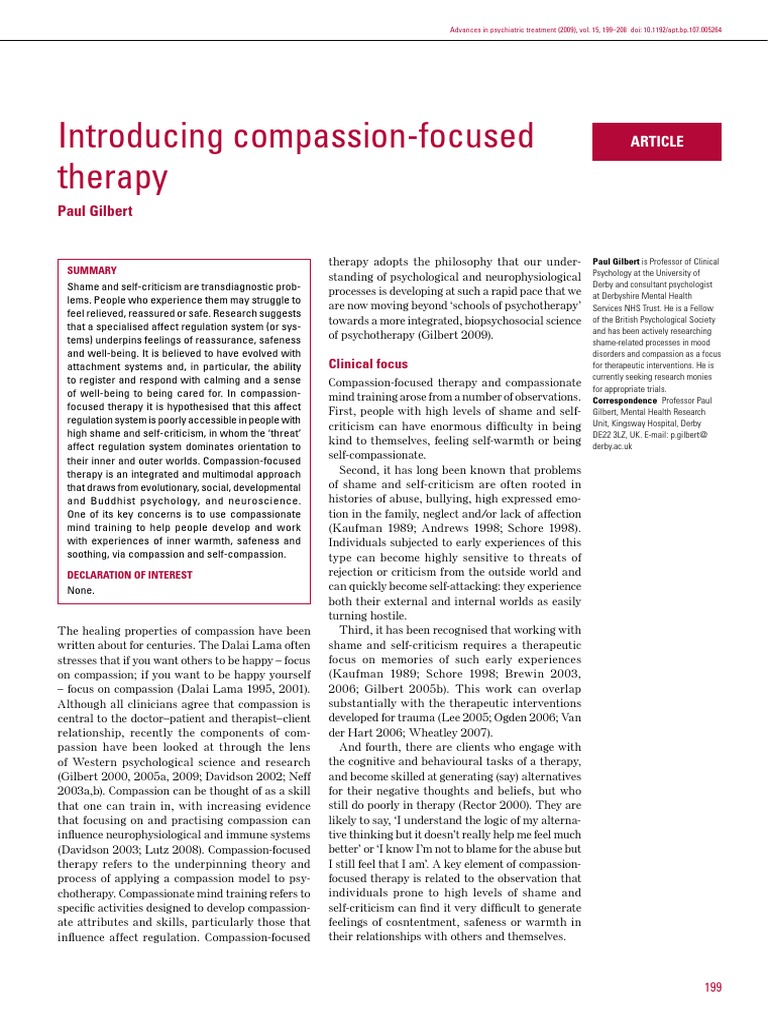Introducing Compassion-Focused Therapy: Paul Gilbert | PDF ...