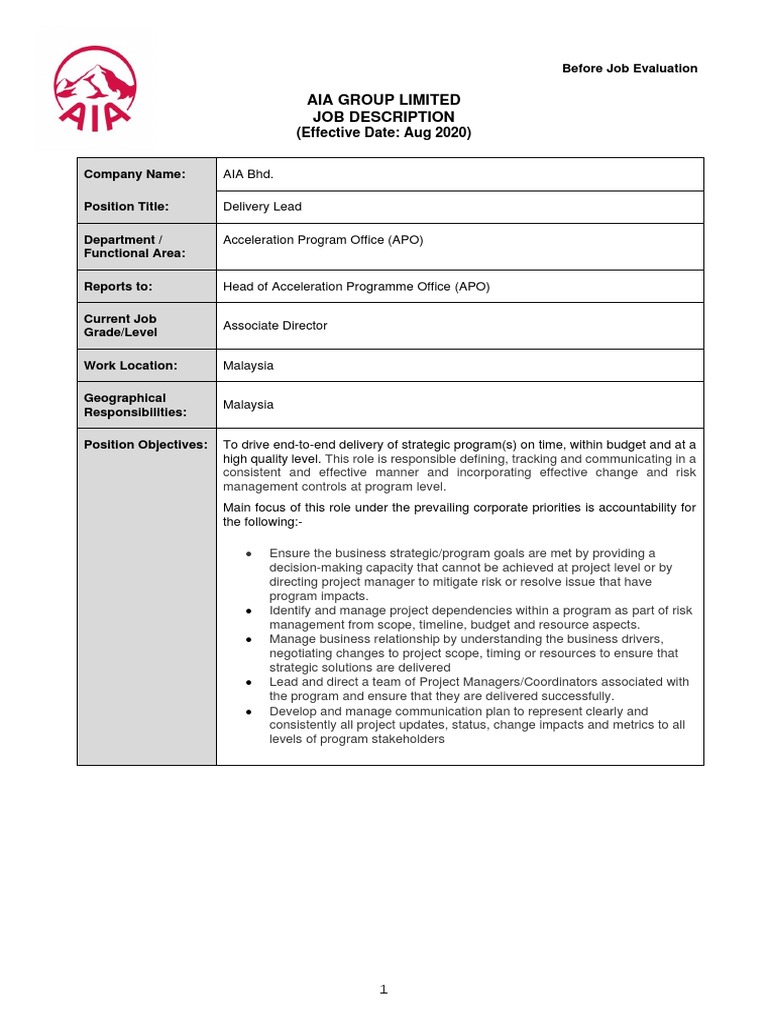 Delivering Strategic Programs: A Job Description for a Delivery Lead ...