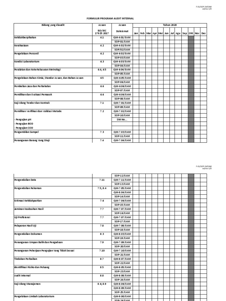 (Formulir Program Audit Internal) Isi | PDF