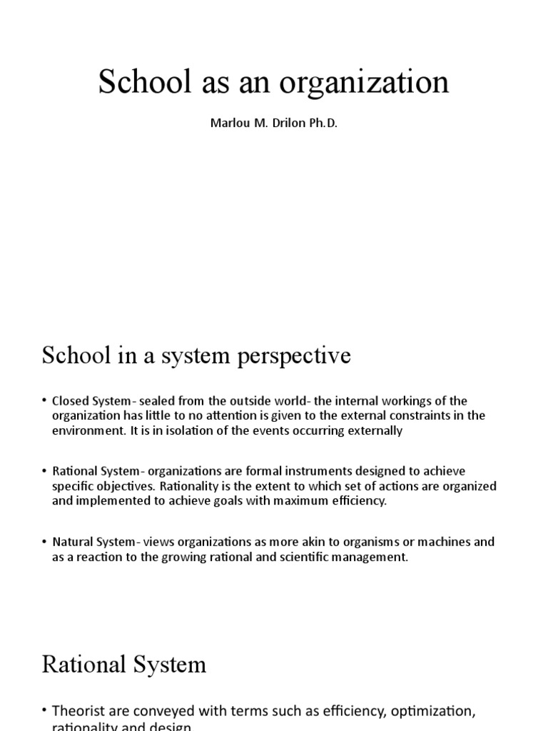 School As An Organization | PDF | System | Rationality