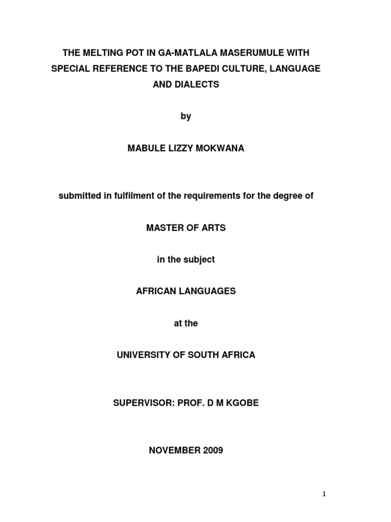 The Melting Pot in Ga-Matlala Maserumule | PDF | Dialect | Linguistics