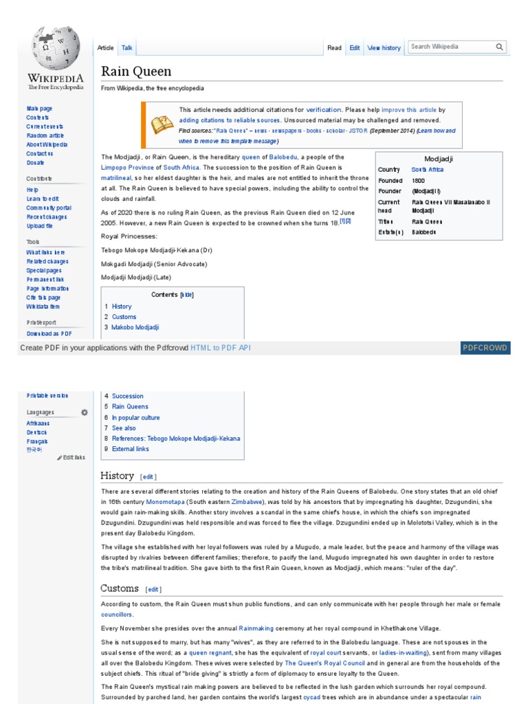 Mythology - The Modjadji - Rain Queen | PDF | Southern Africa | Queens