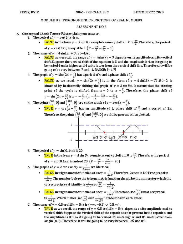 Trigonometric Functions Assessment | PDF | Sine | Trigonometric Functions