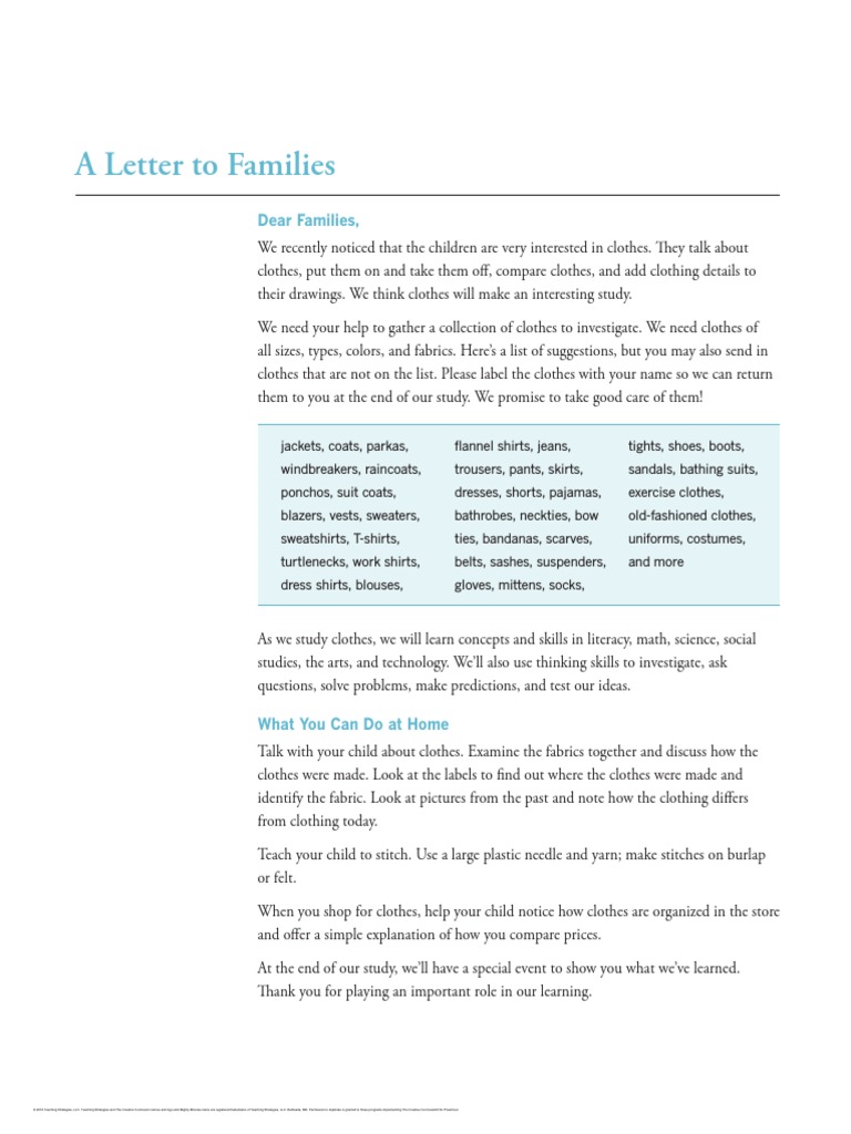 Family Letter Clothes Study-English | PDF | Clothing | Sweater