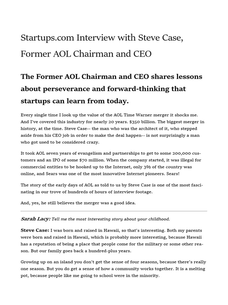 AOL Story | PDF | Aol | Startup Company