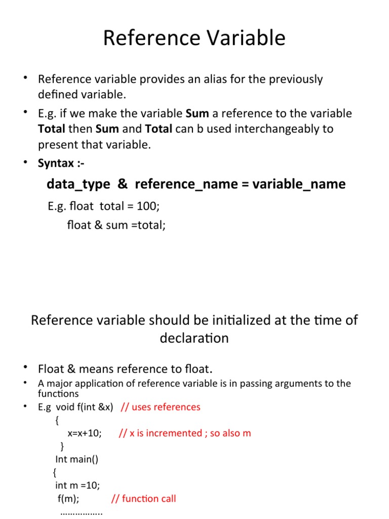 Reference Variable | PDF | Pointer (Computer Programming) | Software ...