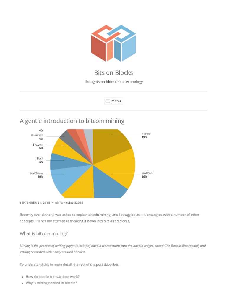 Bits On Blocks: A Gentle Introduction To Bitcoin Mining | PDF | Bitcoin ... Bits On Blocks: A Gentle Introduction To Bitcoin Mining | PDF | Bitcoin ...