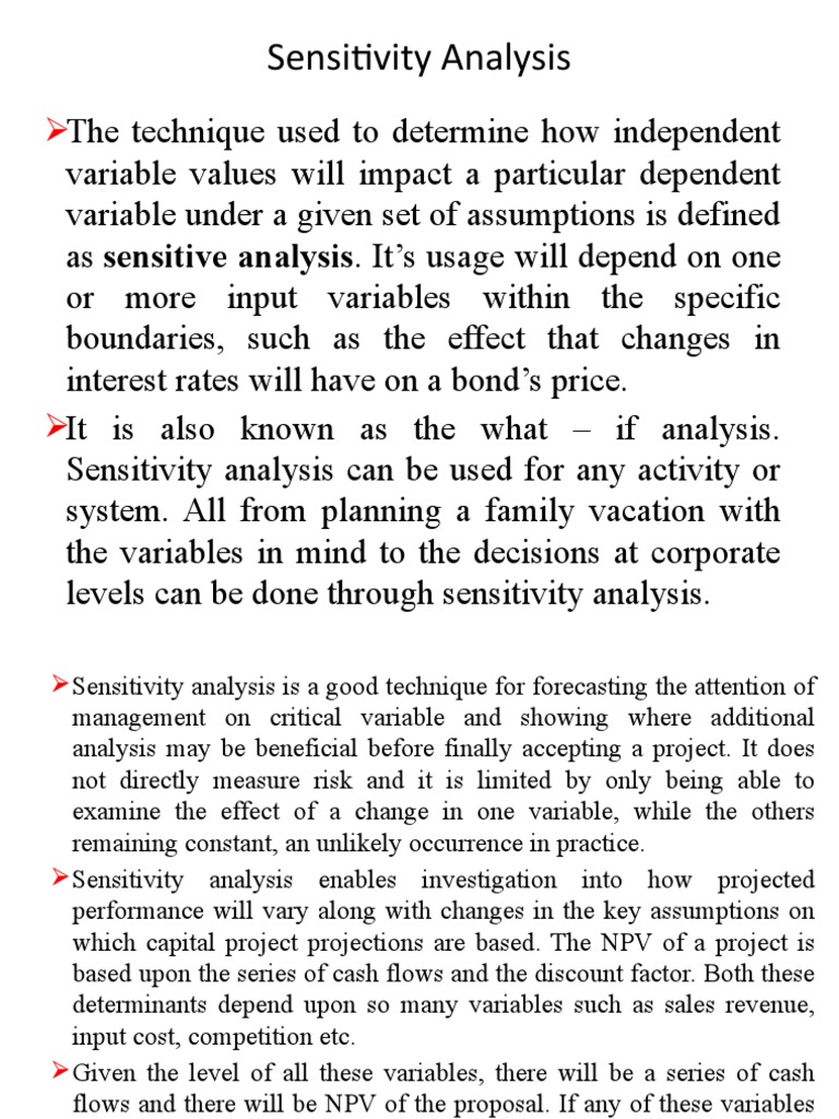 Sensitivity Analysis | PDF | Sensitivity Analysis | Net Present Value