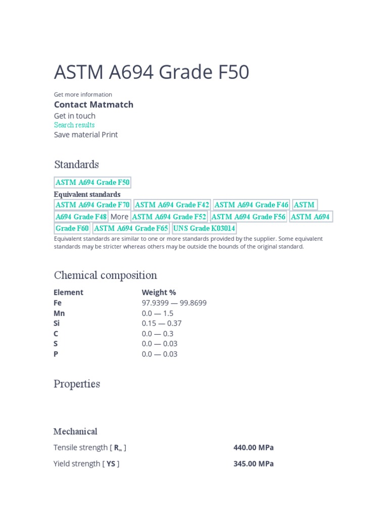 ASTM A694 Grade F50 | PDF