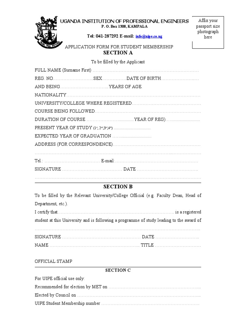 UIPE Student Membership Application Form 4 | PDF