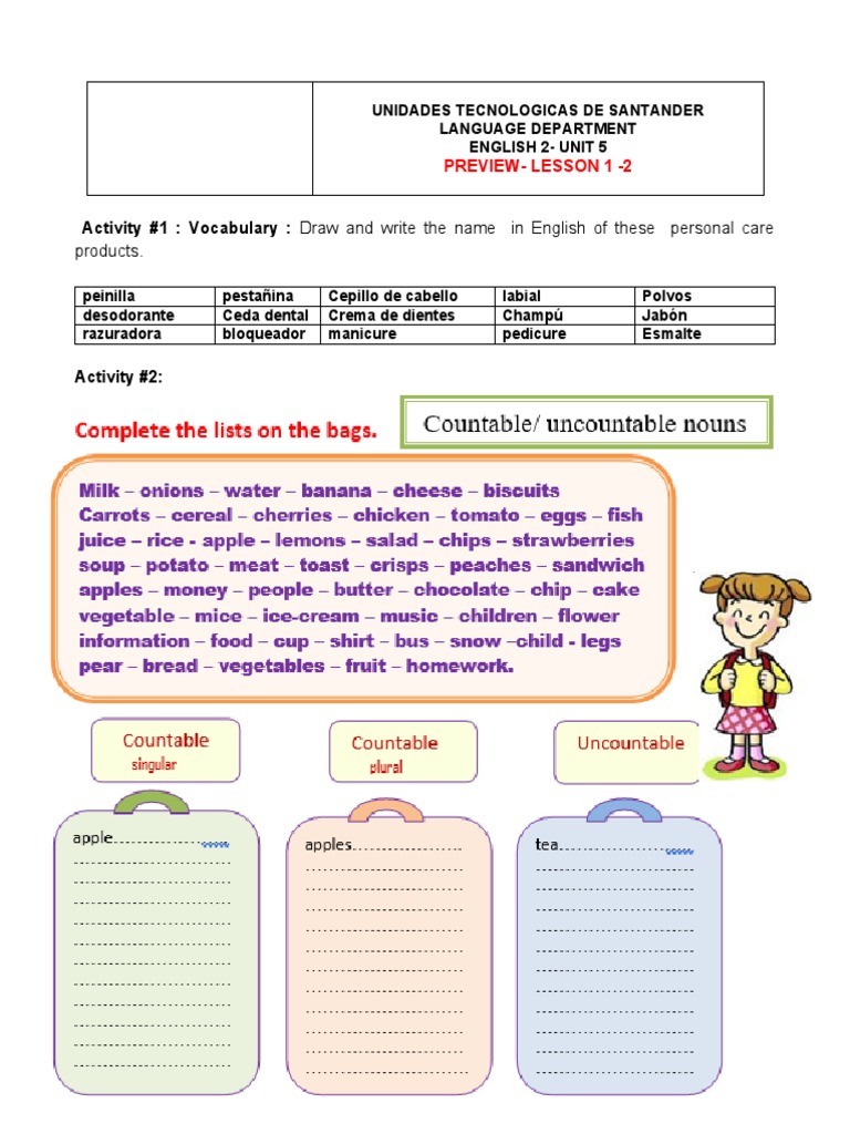 English 2 Unit 5 Vocabulary Activities | PDF