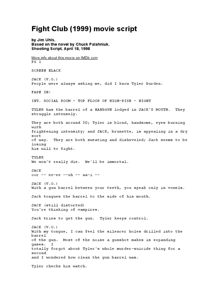 Screenplay - Fight Club | PDF