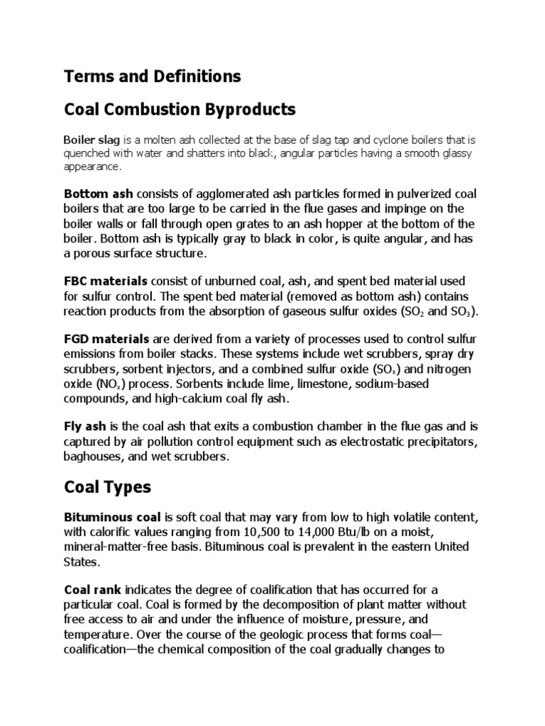 Coal Terms and Definitions | PDF | Coal | Lignite