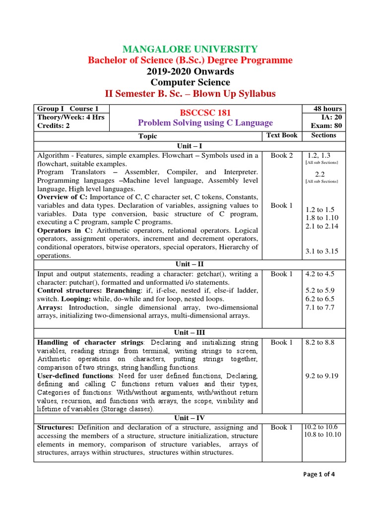 Iii Sem Bsc Cbcs Pdf C Programming Language Pointer Computer Programming