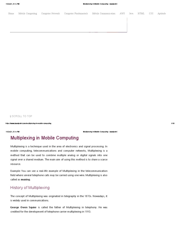 Multiplexing in Mobile Computing - Javatpoint | PDF | Multiplexing ...