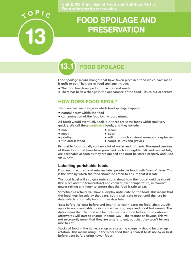 Food Spoilage Handouts | PDF | Food Preservation | Fruit Preserves