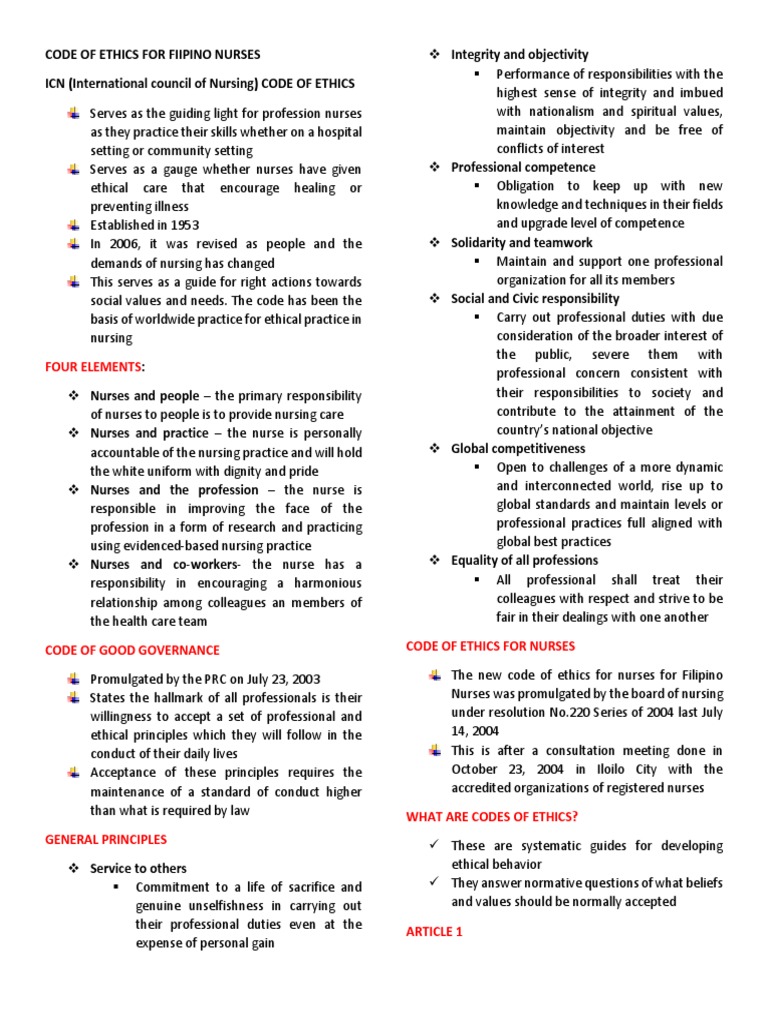 Philippine Nursing Code of Ethics | PDF | Nursing | Value (Ethics)