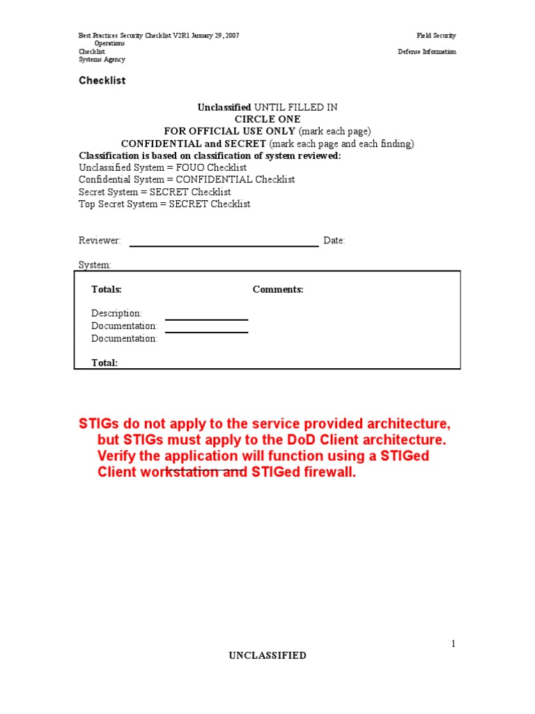 Best Security Practices Checklist | PDF | Classified Information | Vulnerability (Computing)
