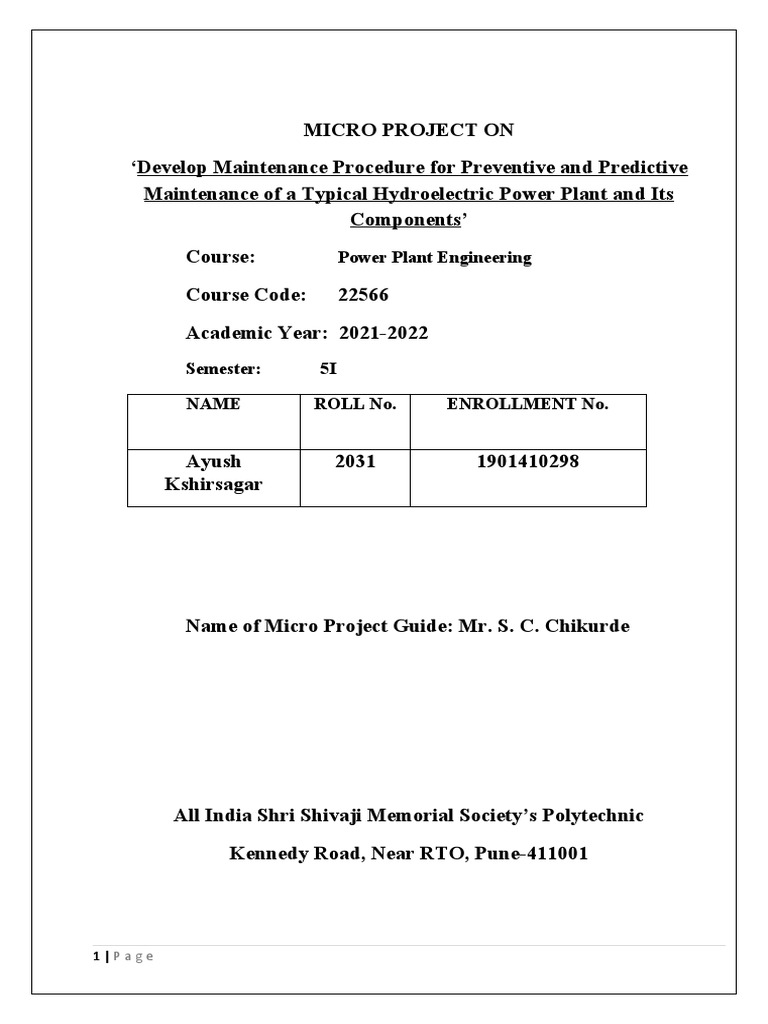 Ppe Micro Project | PDF | Hydroelectricity | Energy Production
