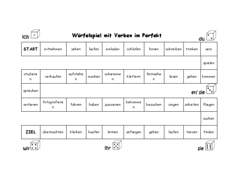 Würfelspiel Mit Verben Im Perfekt | PDF