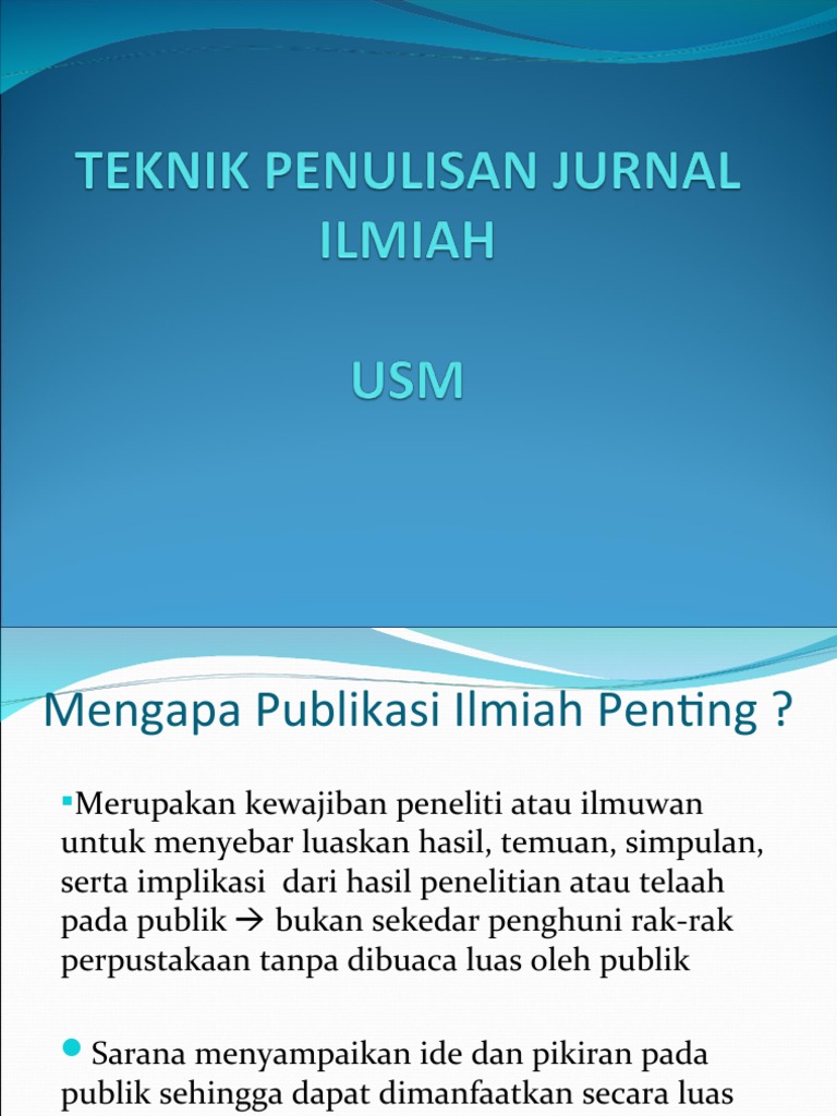 USM 16 Teknik Penulisan Jurnal Ilmiah-2 | PDF