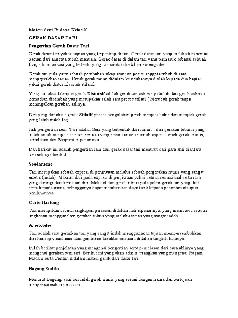 Gerak Dasar Tari | PDF | Seni | Pengembangan Diri