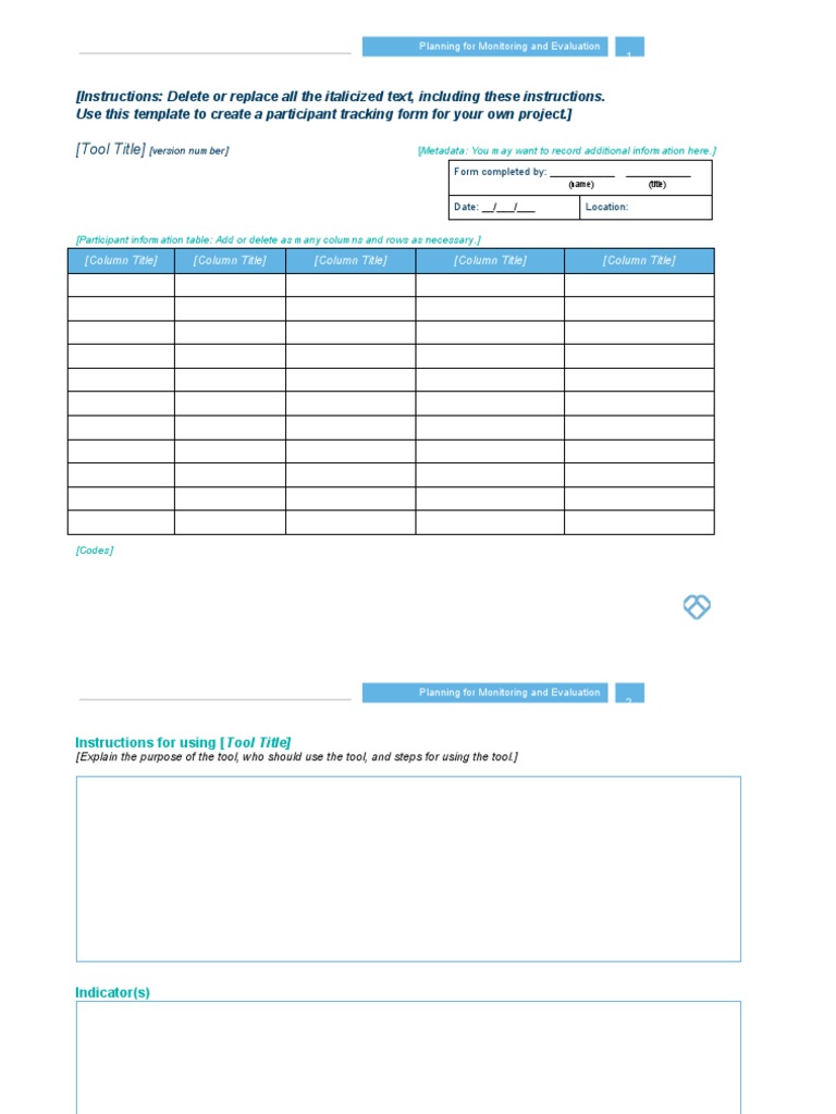 Participant Tracking Form Template | PDF