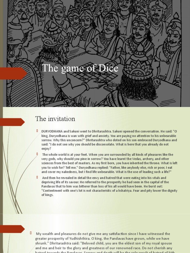 The Game of Dice | PDF | Ancient Indian Literature | Hindu Mythology