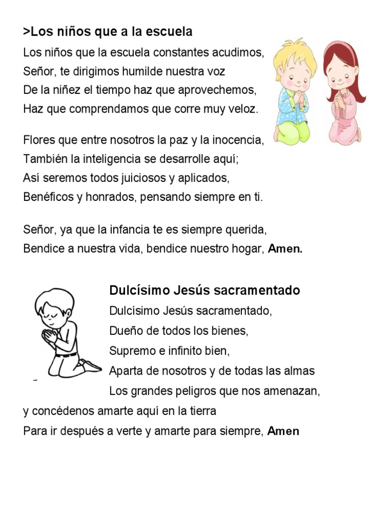 Oraciones para niños en la escuela | PDF