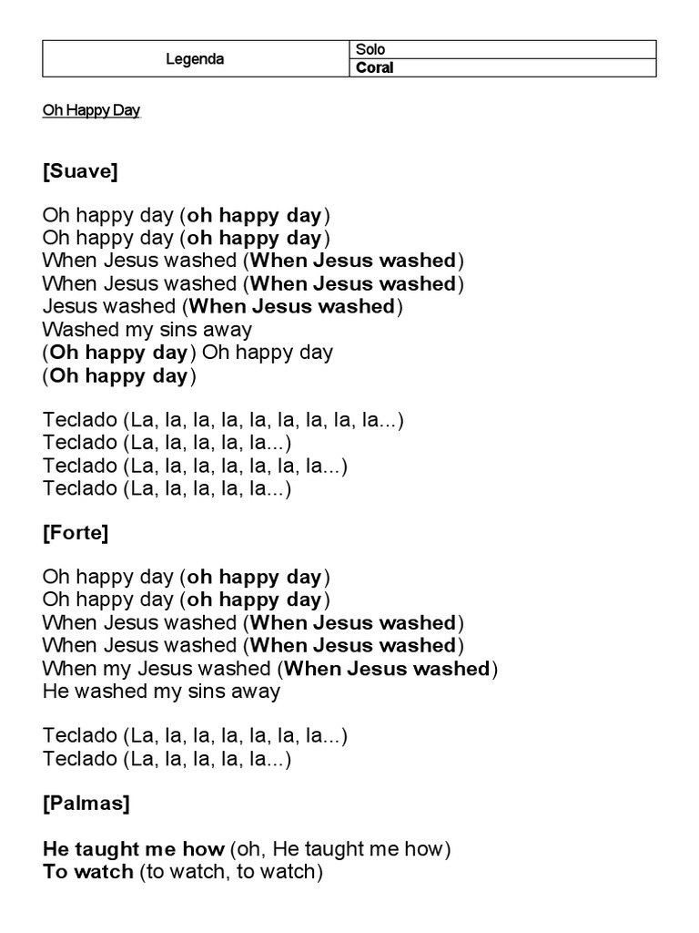 Letra Oh Happy Day | PDF