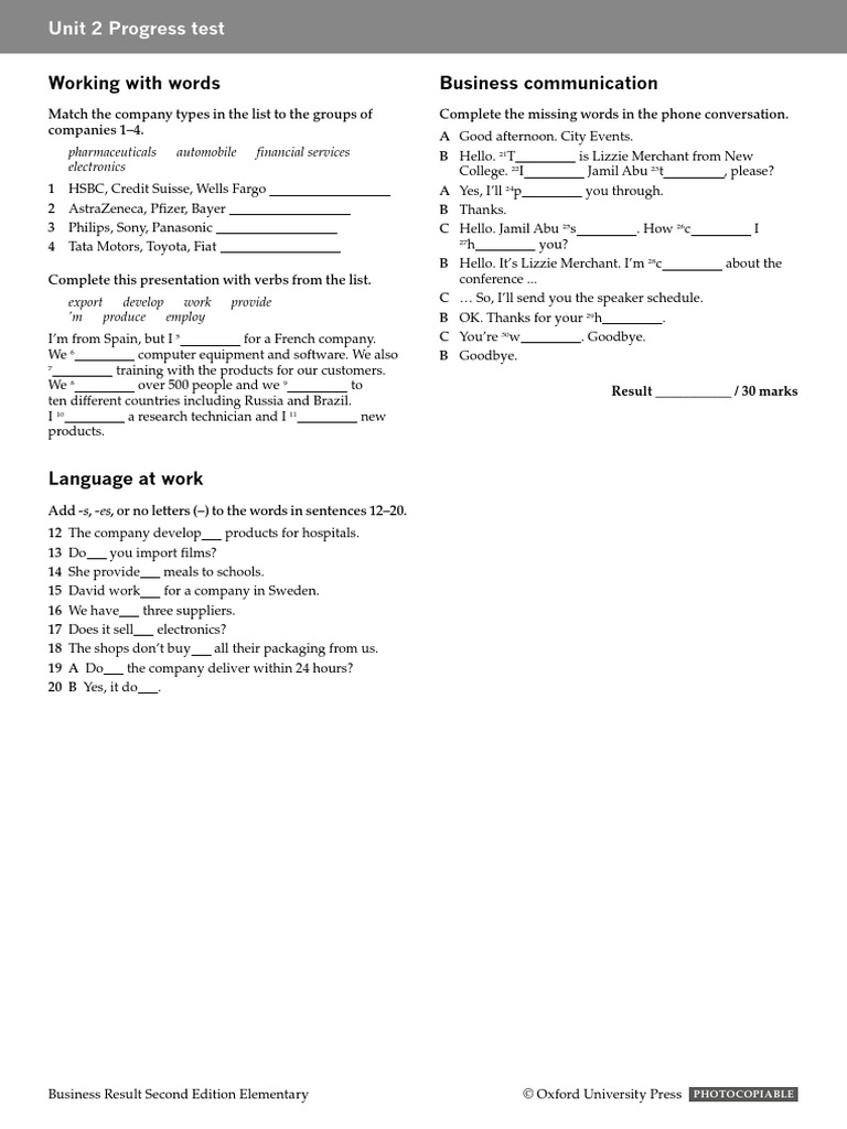 Unit2 Progress Test Download Free Pdf Communication
