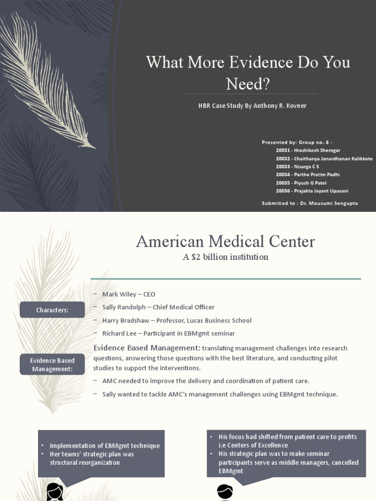 What More Evidence Do You Need?: HBR Case Study by Anthony R. Kovner ...