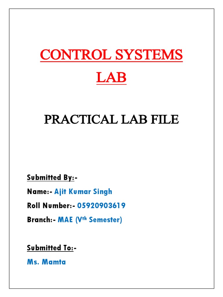 Control Systems Lab Practical File | PDF