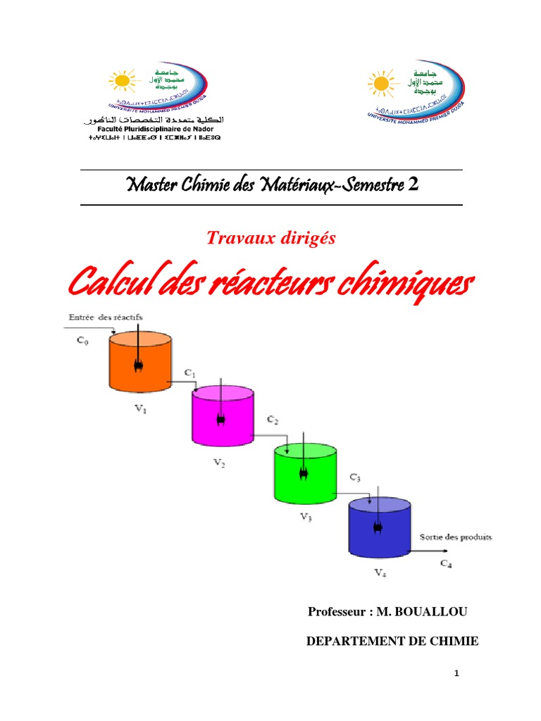 TD Calcul Des Réacteurs Chimiques Master Matériaux FPN | PDF | Réacteur (chimie) | Cinétique ...