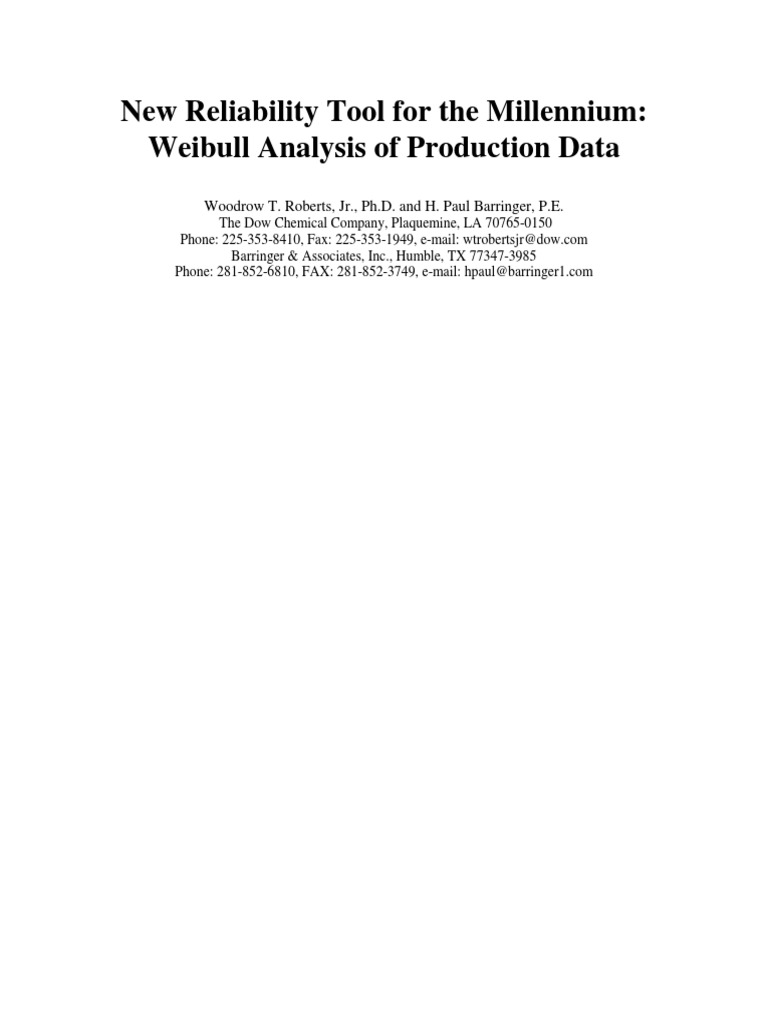 Weibull Analysis of Production Data: A New Reliability Tool for ...