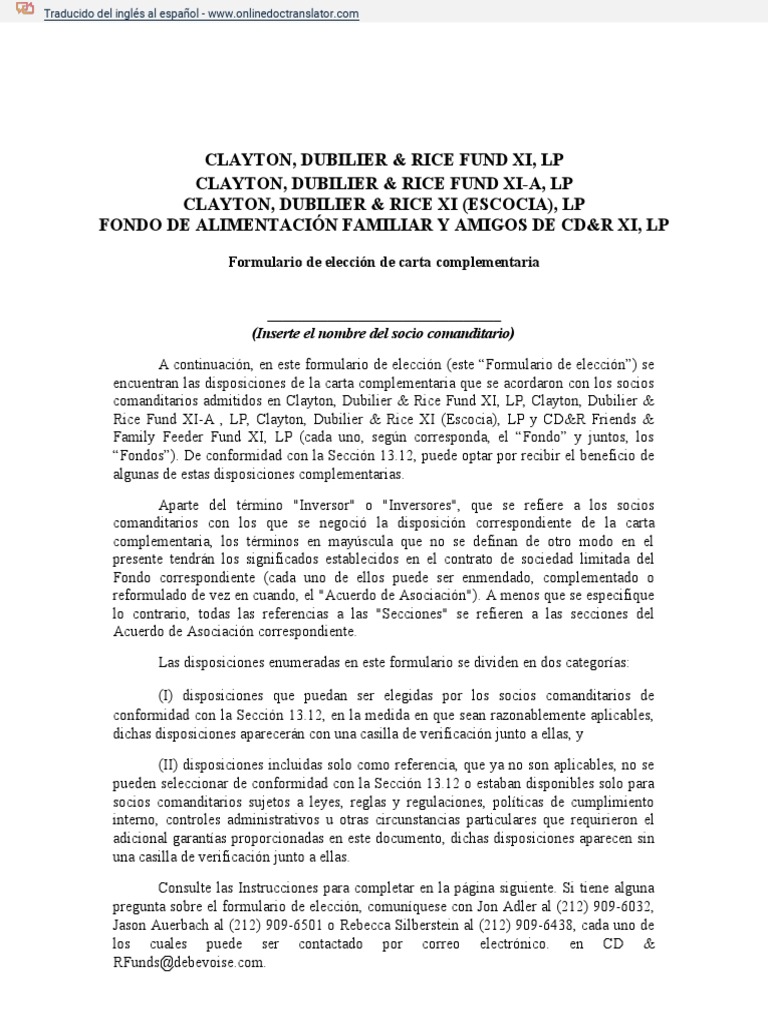 CD&R Fund XI - 1.en - Es | PDF | Inversiones