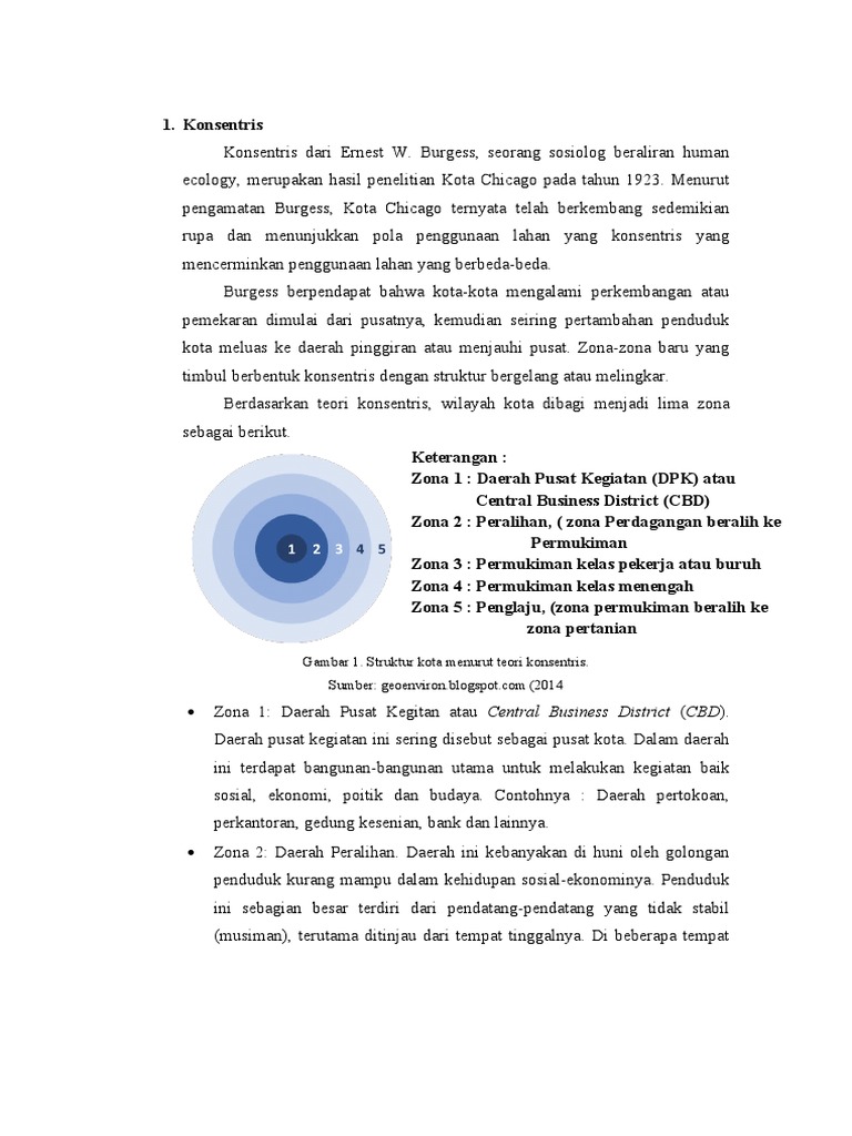 Teori Konsentris Burgess dan Zona Kota | PDF