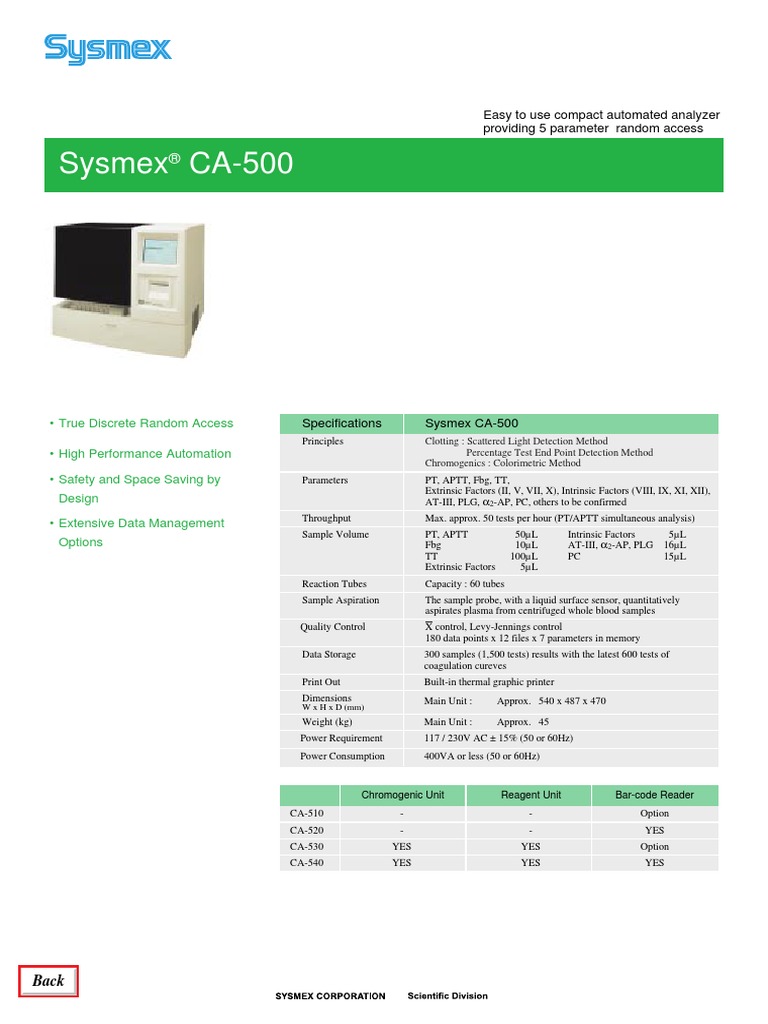01 Speci CA500 | PDF | Coagulation | Chemistry