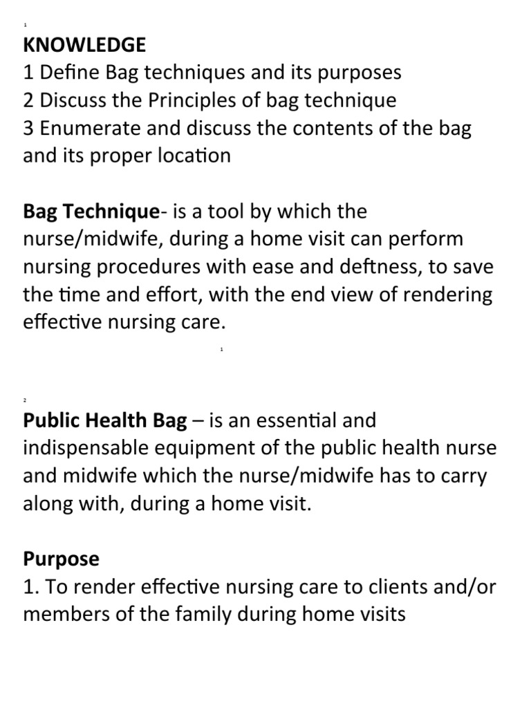 CHN Bag Tech | PDF | Hand Washing | Health Sciences