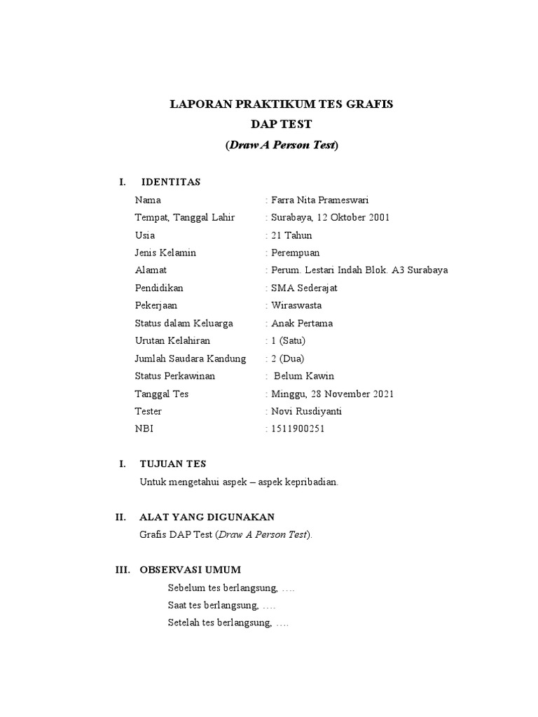 Laporan Praktikum Tes DAP Grafik | PDF