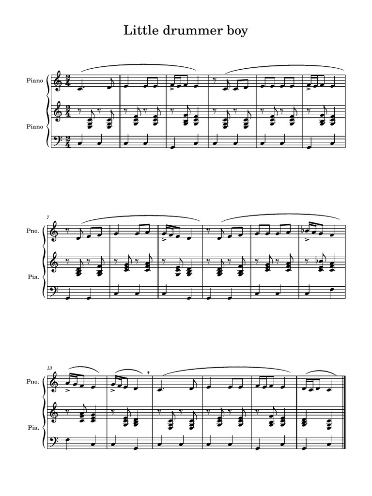 Piano Sheet Music: Little Drummer Boy | PDF