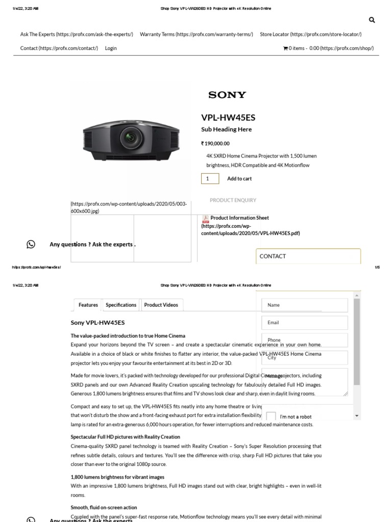 Sony 4k Projector Home Cinema | PDF | Display Technology | Computing