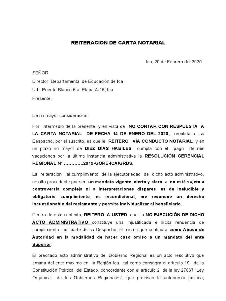 Reiteracion Carta Notarial | PDF | Justicia | Crimen y violencia