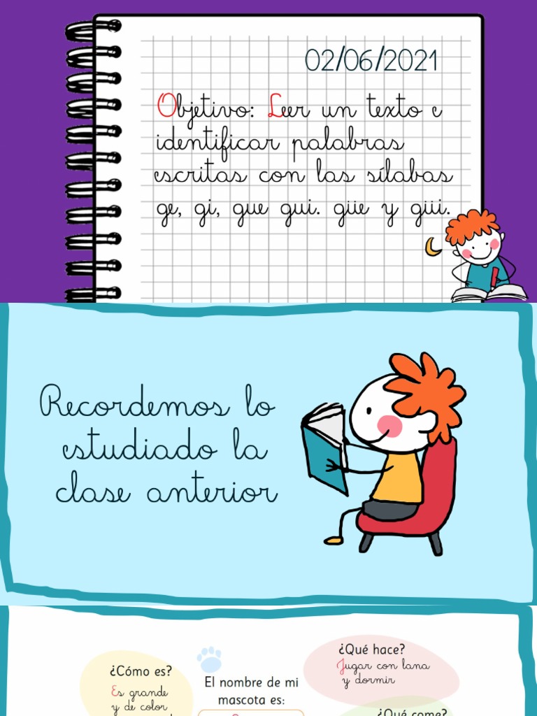 Clase 30 de Lenguaje - Sílabas Ge, Gi, Gue, Gui, Güe y Güi | PDF ...