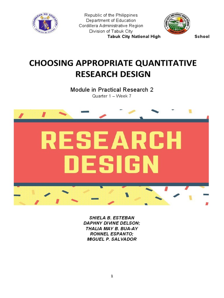 Choosing Appropriate Quantitative Research Design: Module in Practical ...