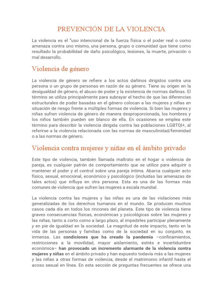 Prevención de la Violencia de Género | PDF | La violencia contra las ...