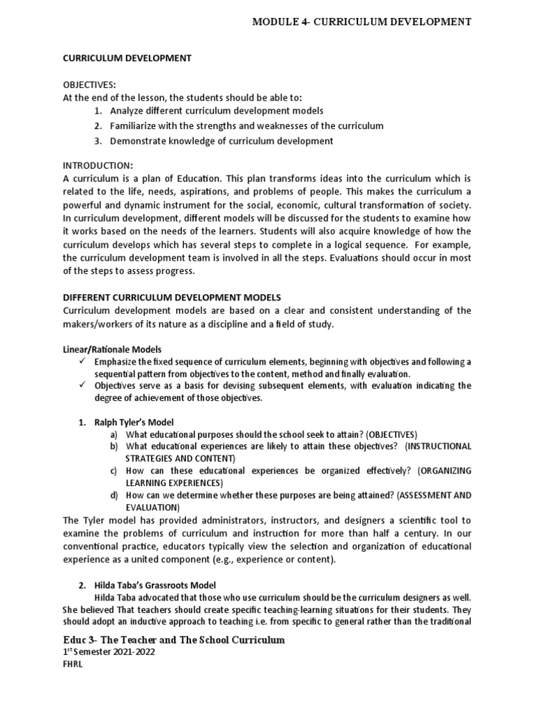 Educ 3 - Module 4 | PDF | Curriculum | Learning