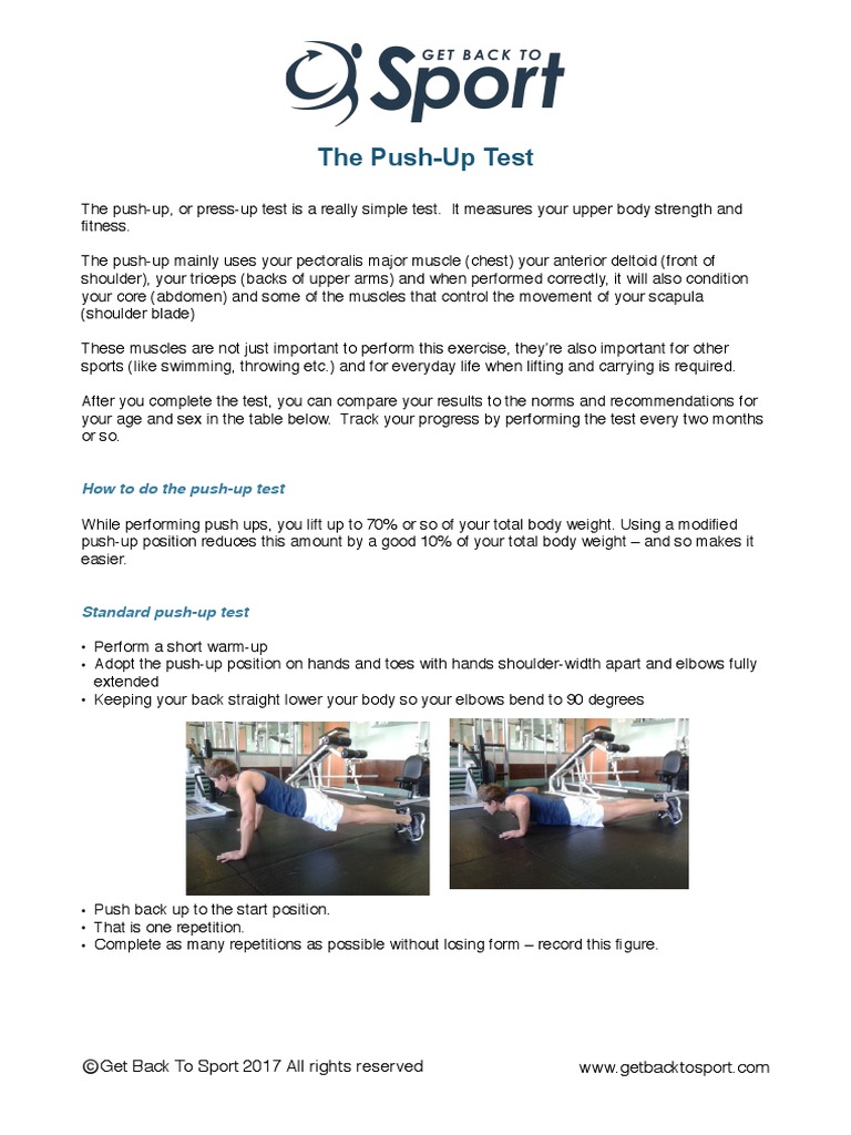How To Do The Push-Up Test | PDF | Physical Exercise | Musculoskeletal ...