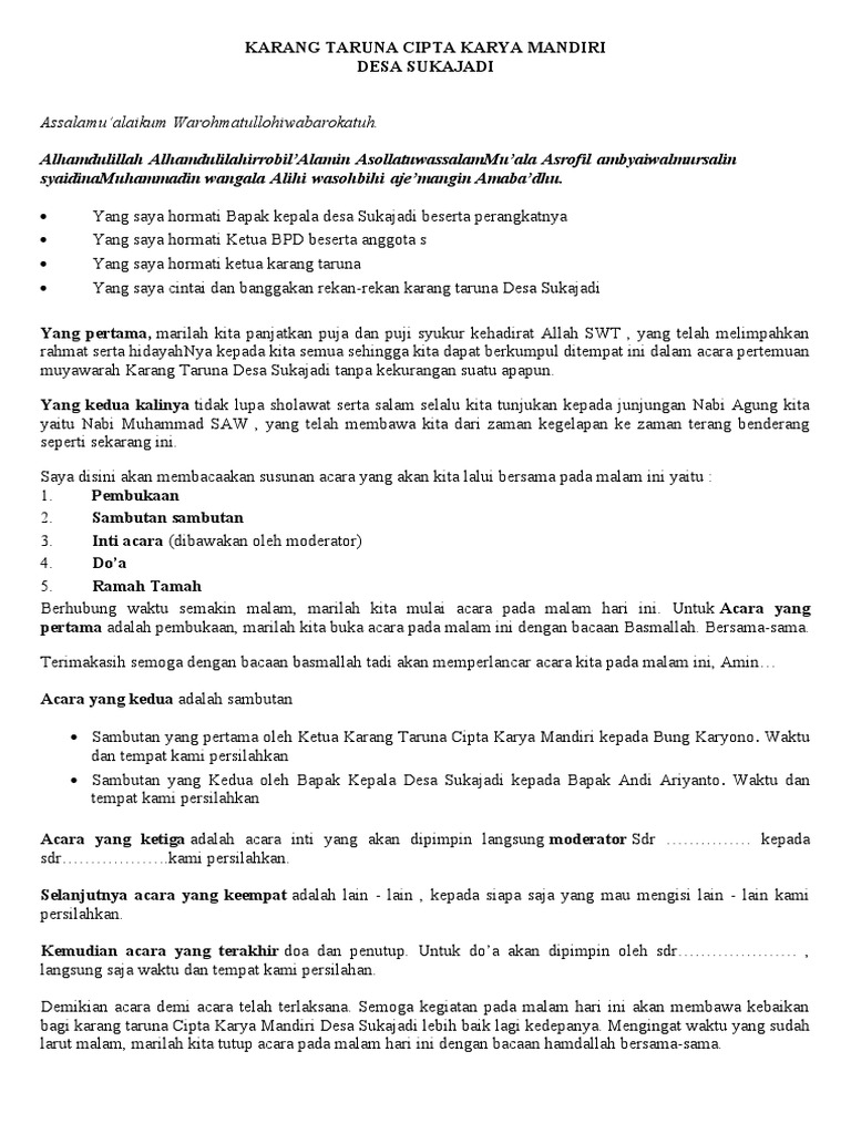 Susunan Acara Karang Taruna | PDF